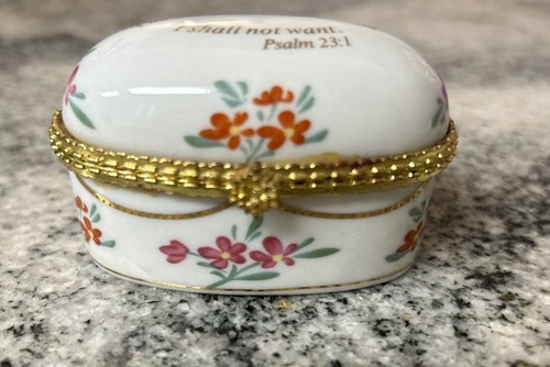 Imperial Porcelain Trinket Box Psalm 23:1 “ The Lord Is My Shepherd ...