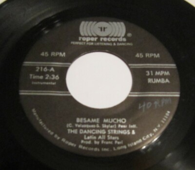 THE DANCING STRINGS - Besame Mucho / Two Souls 45 Roper 216 RUMBA Latin ...