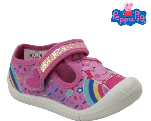 GIRLS PEPPA PIG PINK GLITTER PUMPS TRAINERS BABY FIRST STEPS SHOES UK ...