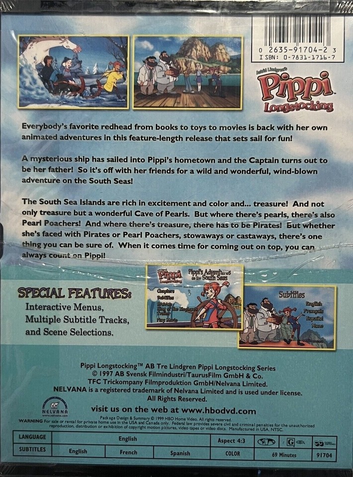 Pippi Longstocking: Pippi's Adventures on the South Seas (DVD, Children ...