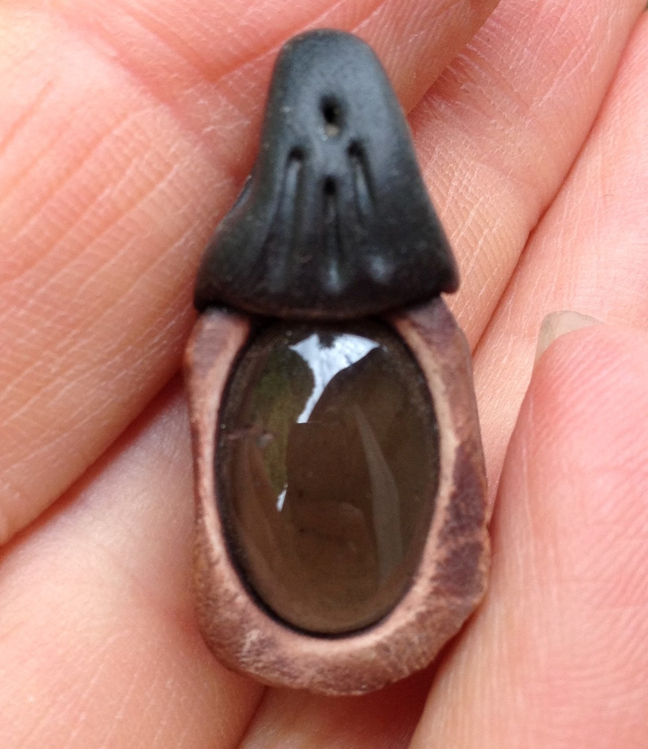 Smoky Quartz / Peorth Rune Symbol "Chance" Real Gemstone Pendant ...