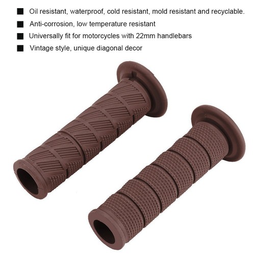 _Red Brown 2Pcs 22mm Vintage Motorcycle Handlebar Grips Diagonal Handle ...