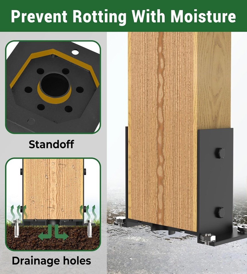 6x6 Post Base 4 Pcs Standoff Deck Post Anchor for Concrete Heavy Duty ...