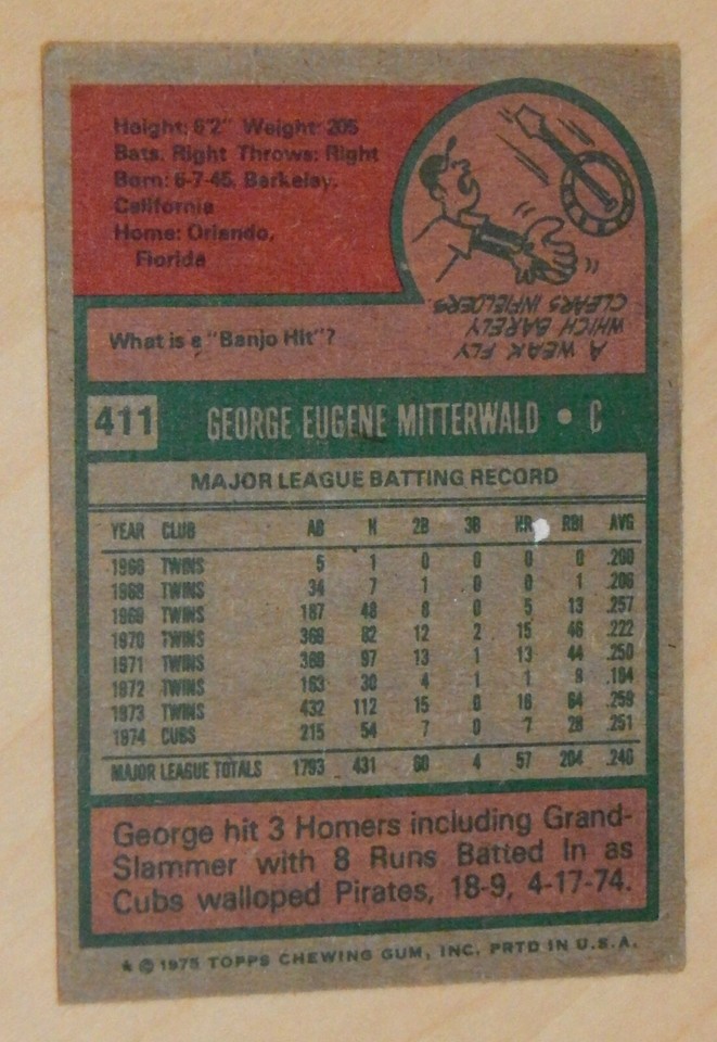 1975 Topps Chicago Cubs Baseball Cards - Set of 10 - Excellent ...