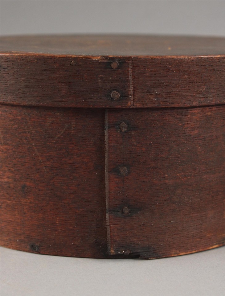 Antique New England Primitive Round Pantry Box w/ Original Old Dark ...
