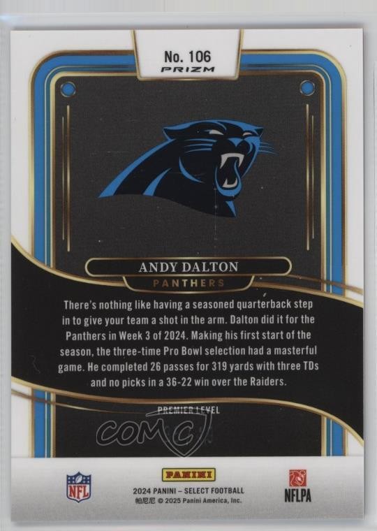 2024 Panini Select Premier Level Red Disco Prizm /49 Andy Dalton #106 ...