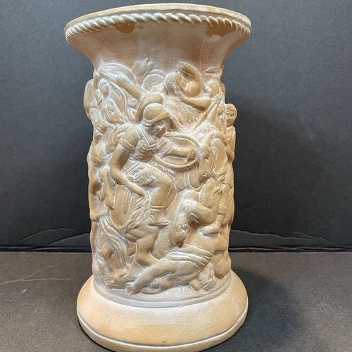 Rare Italian Terracotta Vase Roman Gladiator Relief Carving White ...
