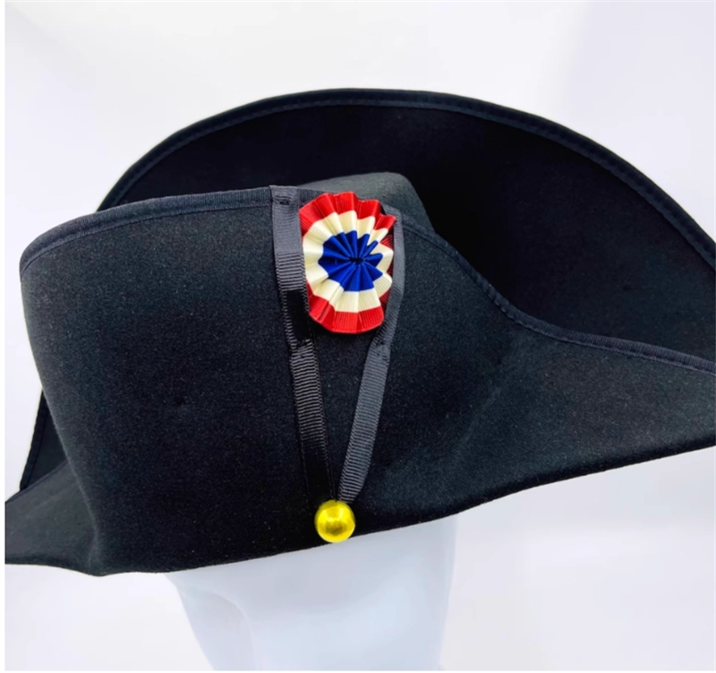 Napoleon French Admiral Captains Bicorne Hat Woolen Cosplay Black Cap ...