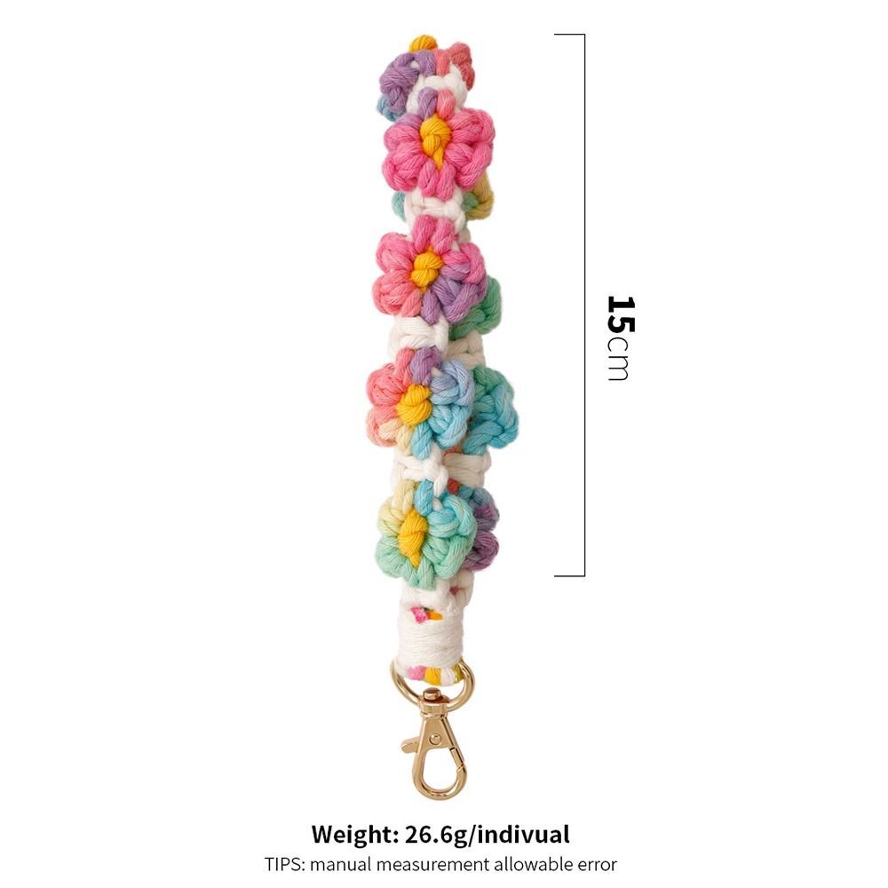 Gift Lanyard Daisy Key Fob Strap Wristlet Keychain Flower Macrame Boho ...