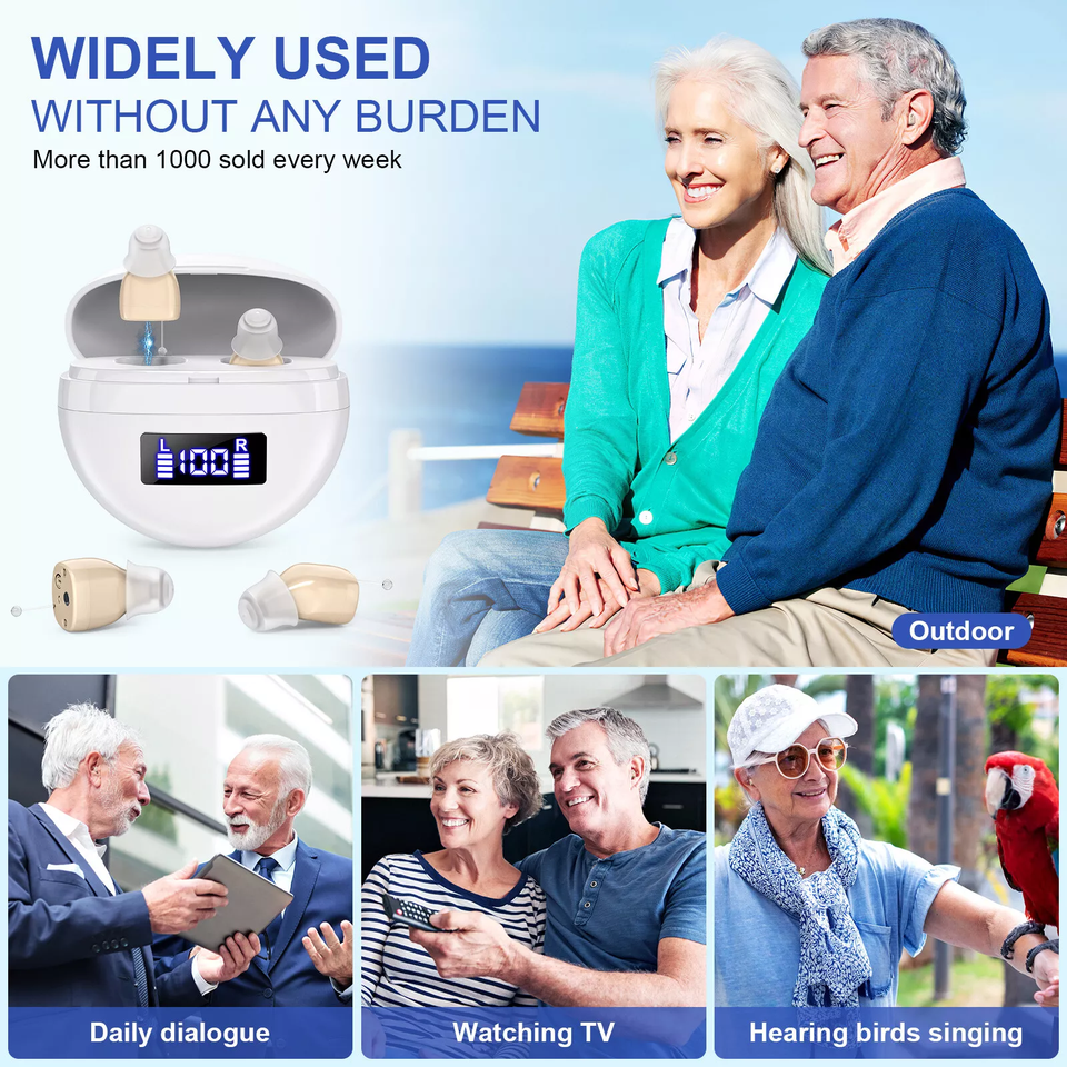 A Pair Of Digital Hearing Aid Severe Loss Rechargeable Invisible ITE ...