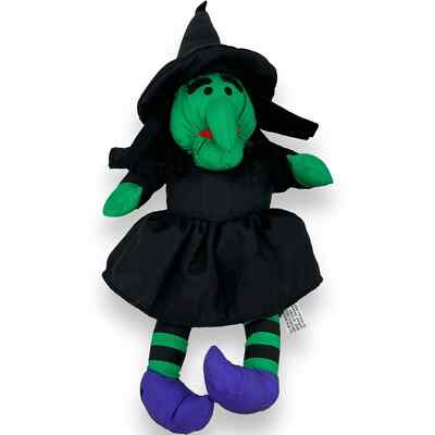 Int'l Silver Co Green Black Puffy Nylon Witch Halloween Stuffed Plush ...