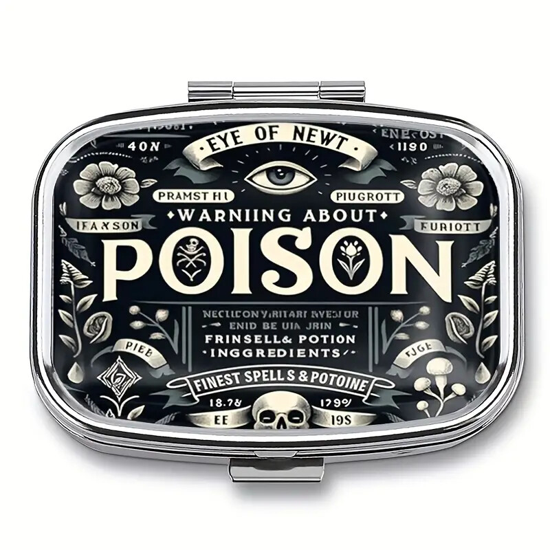 Poison Spirit Floral Metal Pill Box, 2-Compartment Portable Travel Size ...