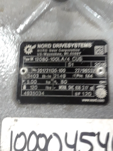 Nord SK 12080-100LA/4 CUS GearMotor 21.49:1 Ratio 80rpm 5HP 340 - New ...