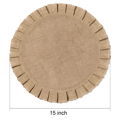 Burlap Round Braided Placemats Set Of 6 For Dining Tables 15 Inch Heat ...