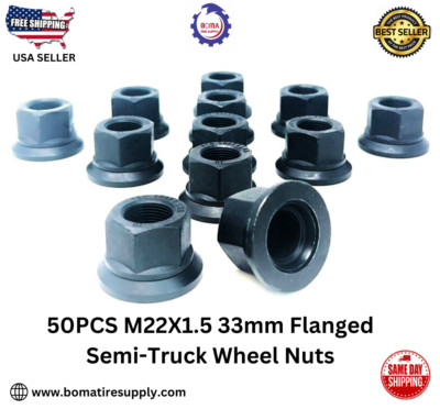 50 Flanged Metric Wheel Nuts M22x1.5 33mm for Unimount Hub Piloted Semi ...