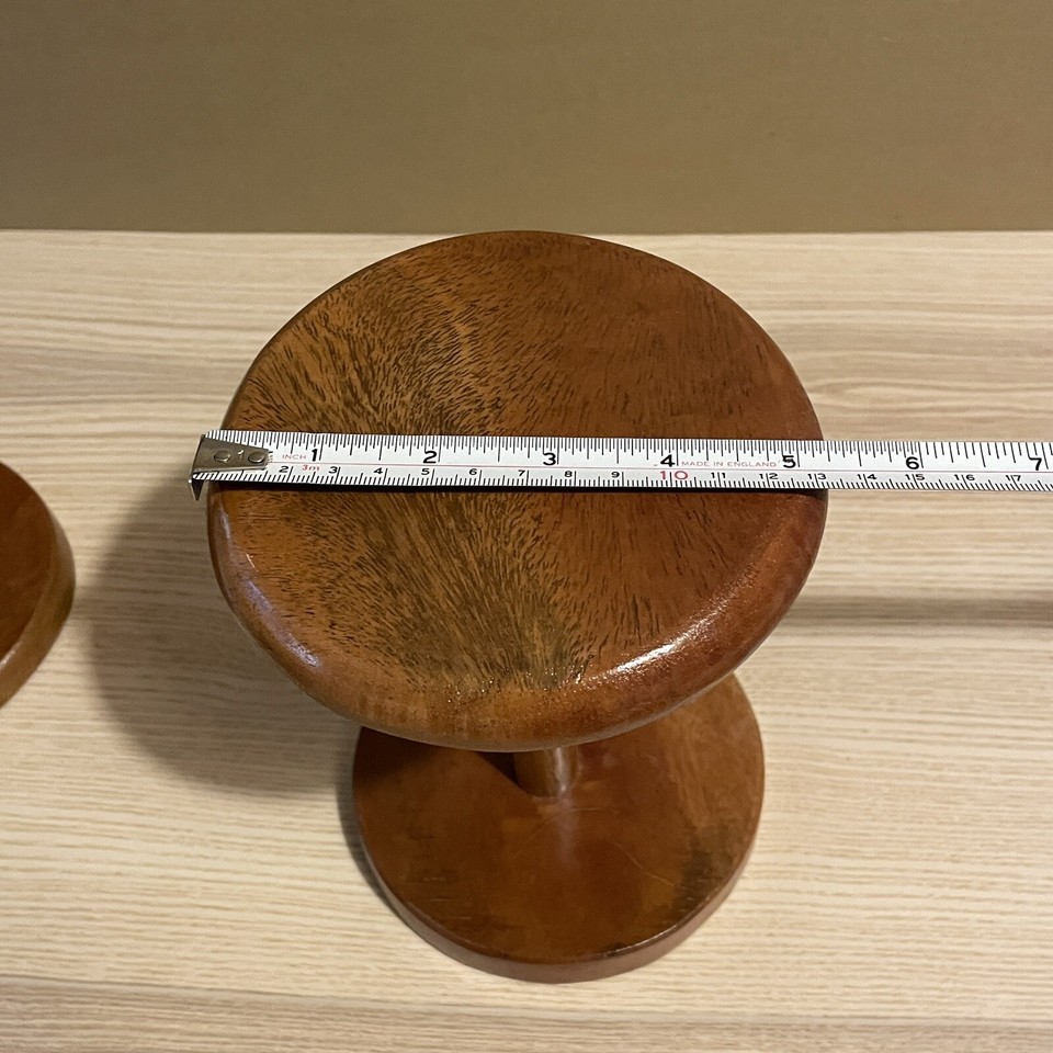 Vintage Wooden Hat Stand x2 Tabletop Retail Display Cap Wig Rack Holder ...