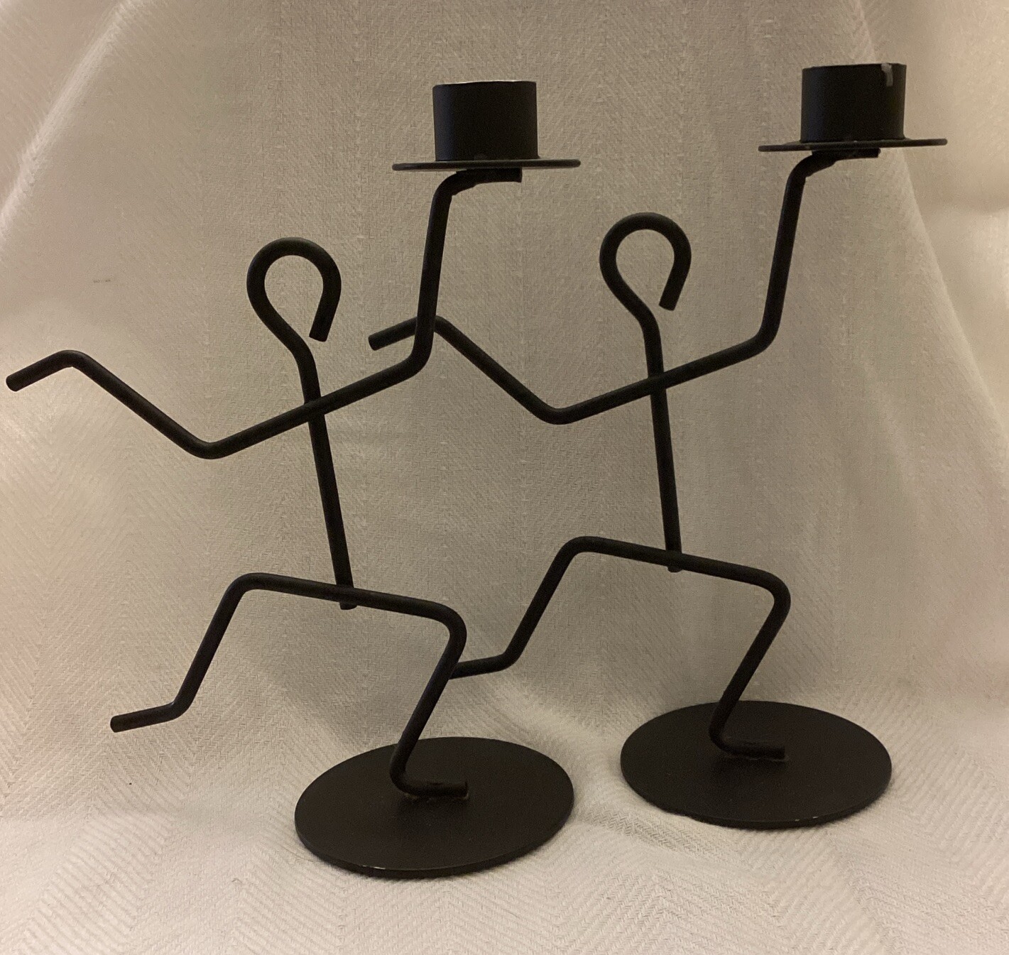Set of 2 Black Metal Stick Figure Unique Candle Holders minimalist ...