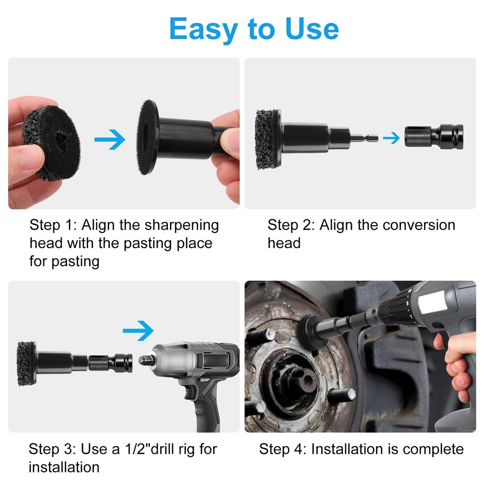 12in1 Wheel Stud Hub Cleaner Rust Removal Kit for Brake Disc Polishing ...