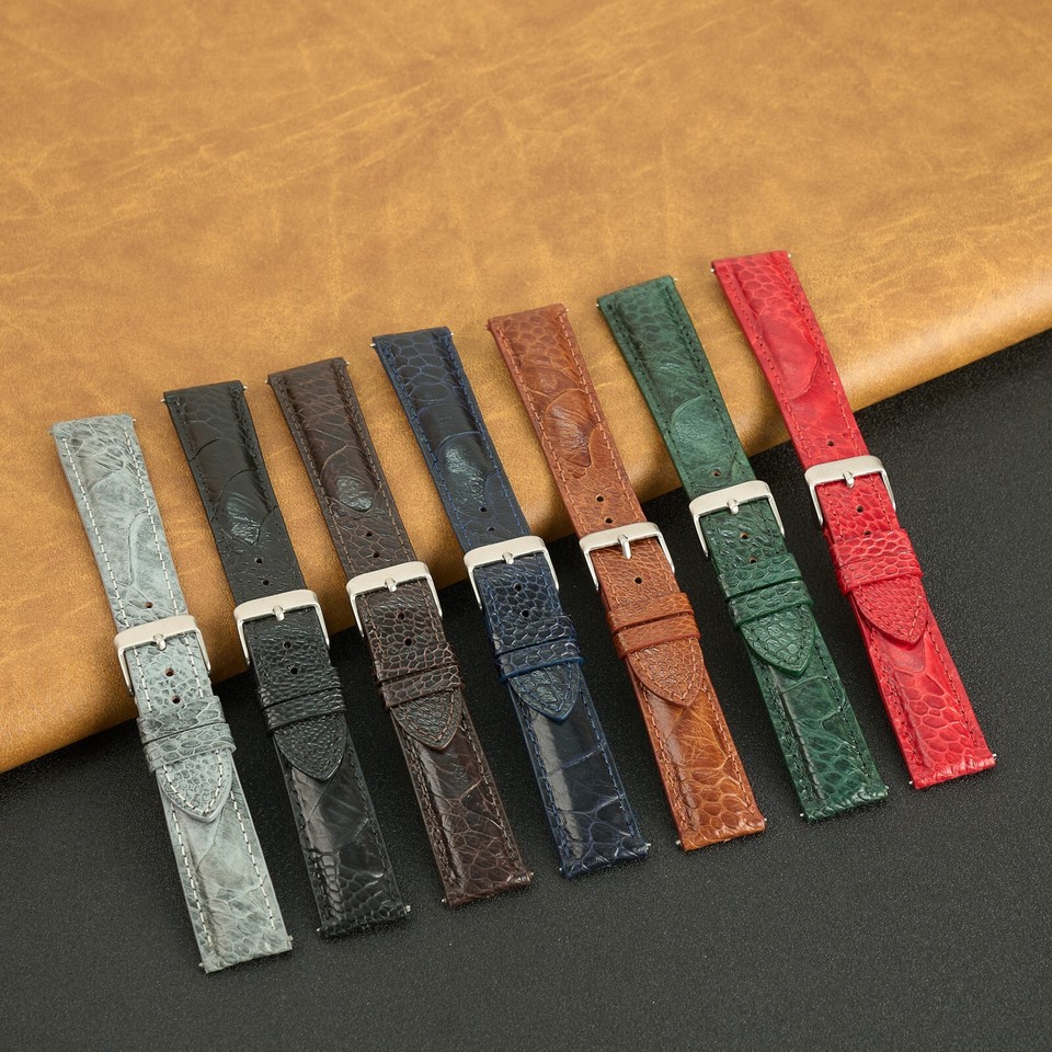 Gray Ostrich Leg Leather Watch Band Men Classic Genuine Ostrich Watch ...