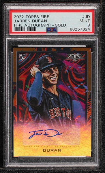 2022 Topps Fire - Fire Autographs Gold #FA-JD Jarren Duran /10 (AU, RC ...