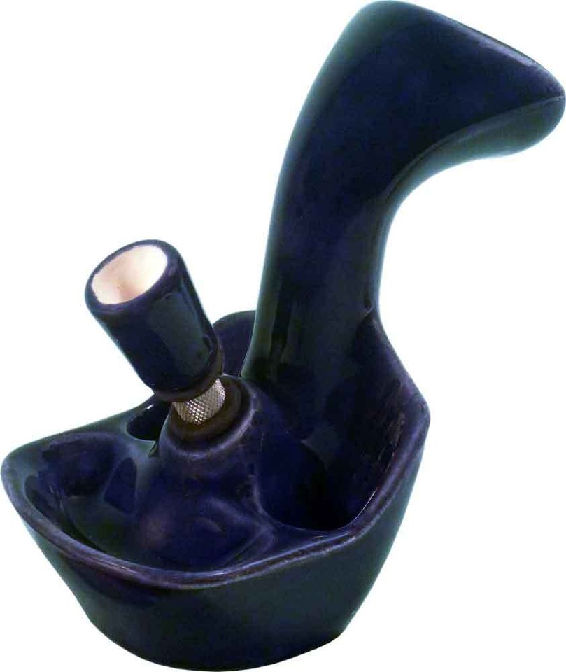 Blue Bent Ladle Ceramic Glass Tobacco Water pipe Hookah Bong Pipe 0784 ...