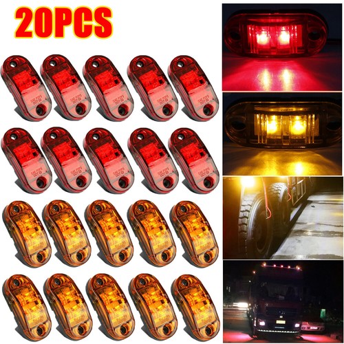 20PCS Marker Lights 2.5" LED Truck Trailer Oval Clearance Side Light ...