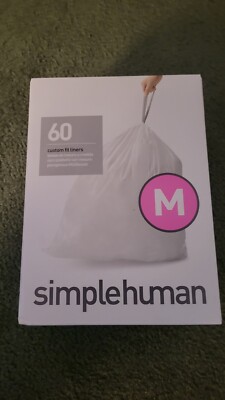 Simplehuman Size M Custom Fit Drawstring Trash Bags Liners - 60 Bags ...