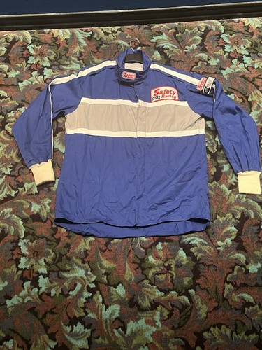Vintage Safety SFI Racing Jacket Mens XL Blue Full Zip Ribbed Cuffs ...