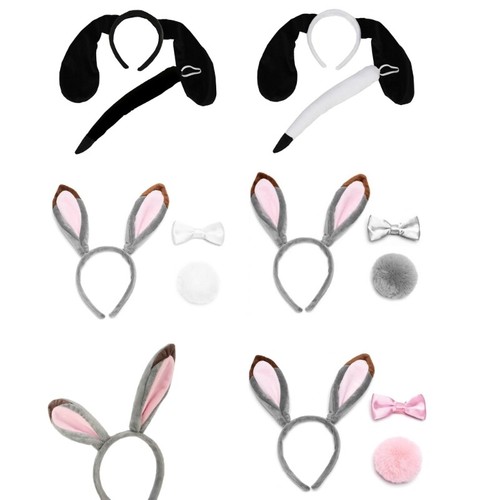 Plush Animal Ears Headband Costume Accessory Bunny Rabbit Dog Ear ...