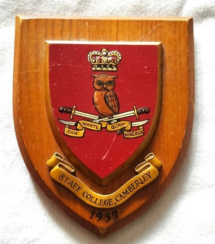 Staff College Camberley regimental mess wall plaque crest shield 1957 ...
