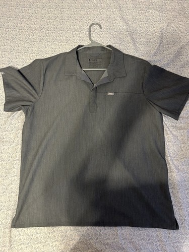 FIGS Men's 2XL Gray Lima Scrub Top Polo Shirt Short Sleeve Technical ...