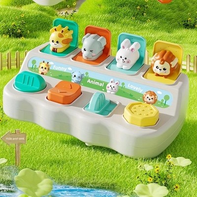 Montessori pop-up animal toy box, helps develop logic & motor skills | eBay