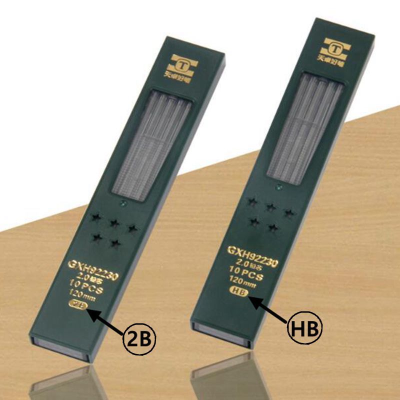 2 Boxes (20PCs Leads) 2mm 2B HB Black 2.0mm Mechanical Pencil Lead ...