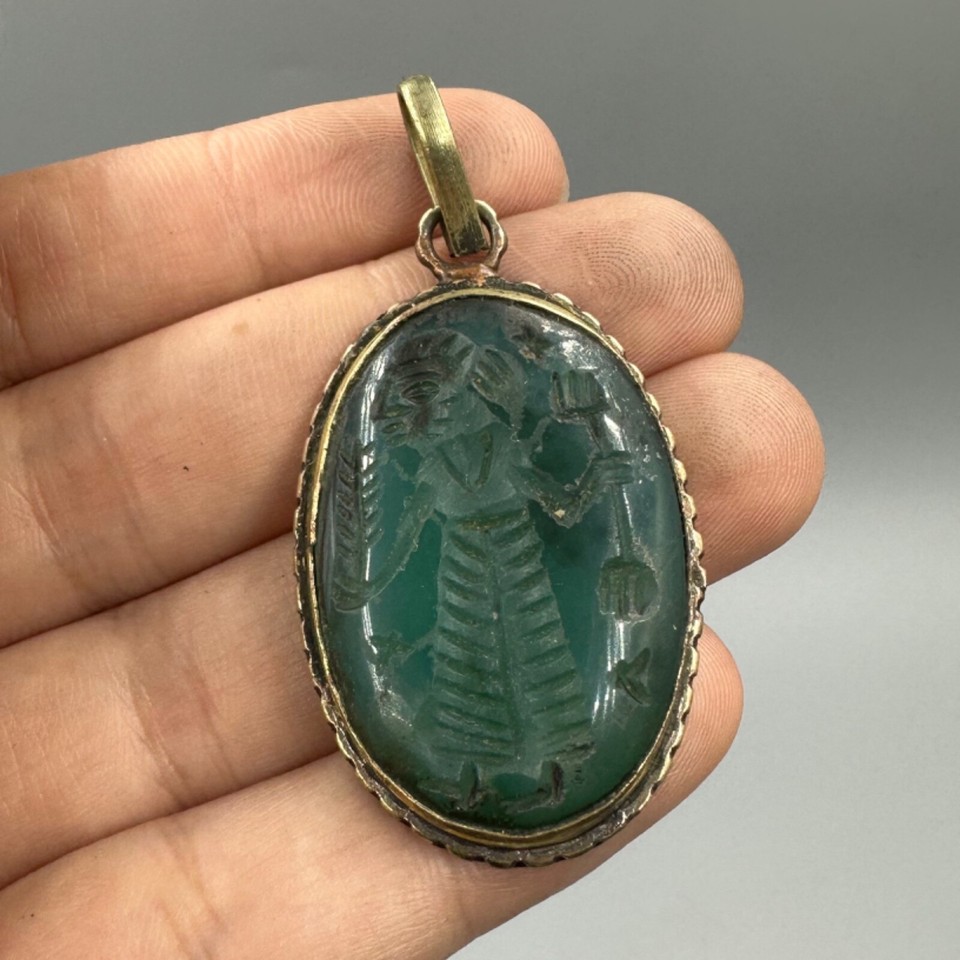 Genuine Ancient Roman Agate King Intaglio Brass Pendant | eBay