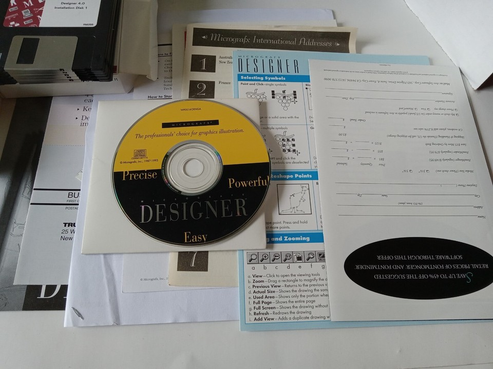 Micrografx Designer 4.0 Software in Original Box W/CD and Floppies Rare ...
