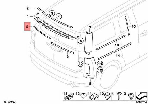 Genuine MINI Cooper One R55 Coop.S JCW Insert Trim Strip Splitdoor ...