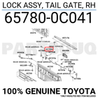 657800C041 Genuine Toyota LOCK ASSY, TAIL GATE, RH 65780-0C041 | eBay
