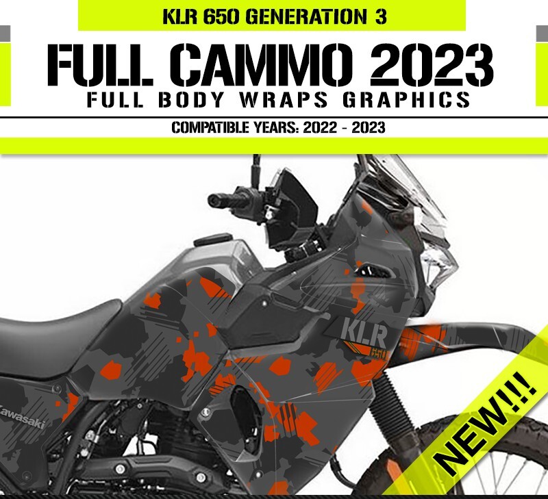 KAWASAKI KLR 650 2023 GRAPHICS KITS STICKER DECALS CAMO FULL COLORS ...