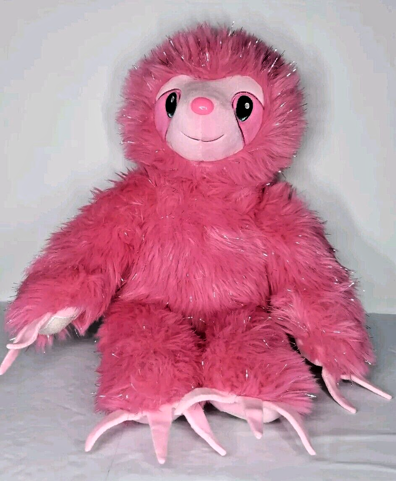 Build A Bear Sloth Pink Sparkle Stuffed 18" Retired BAB Workshop Velco ...