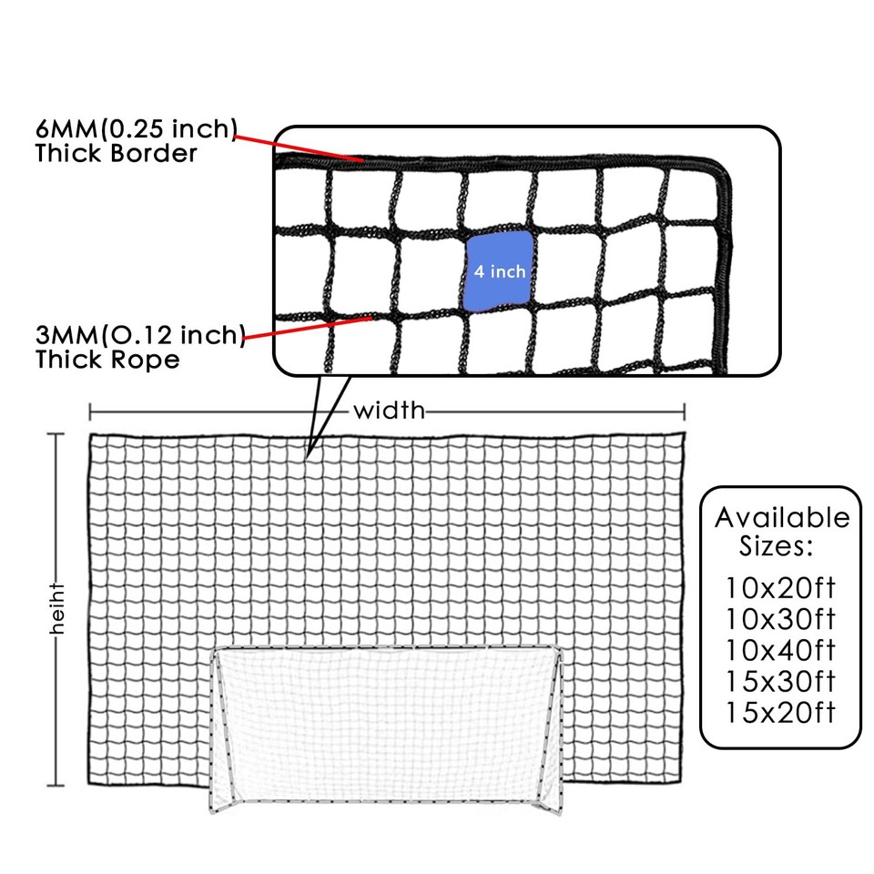 10 X 40ft Soccer Backstop Net, High Impact Sports Practice Barrier ...