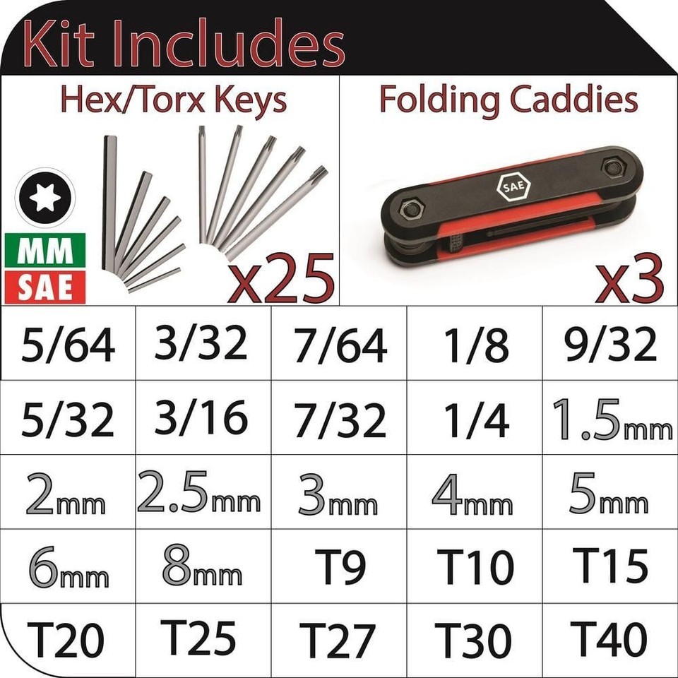 SAE/Metric Folding Hex Key Set With Bonus Torx Set (3-Piece) | eBay