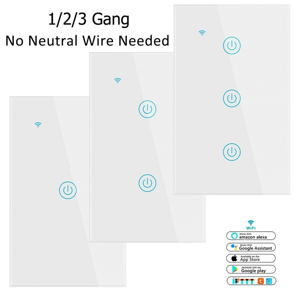 1/2/3 Gang WiFi Smart Wall Touch Light Switch Glass Panel for Alexa ...