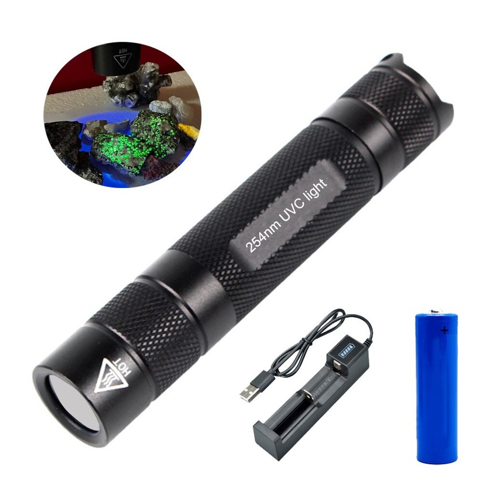 Rechargeable Powerful Shortwave 254nm UVC LED Flashlight SW UV Torch ...