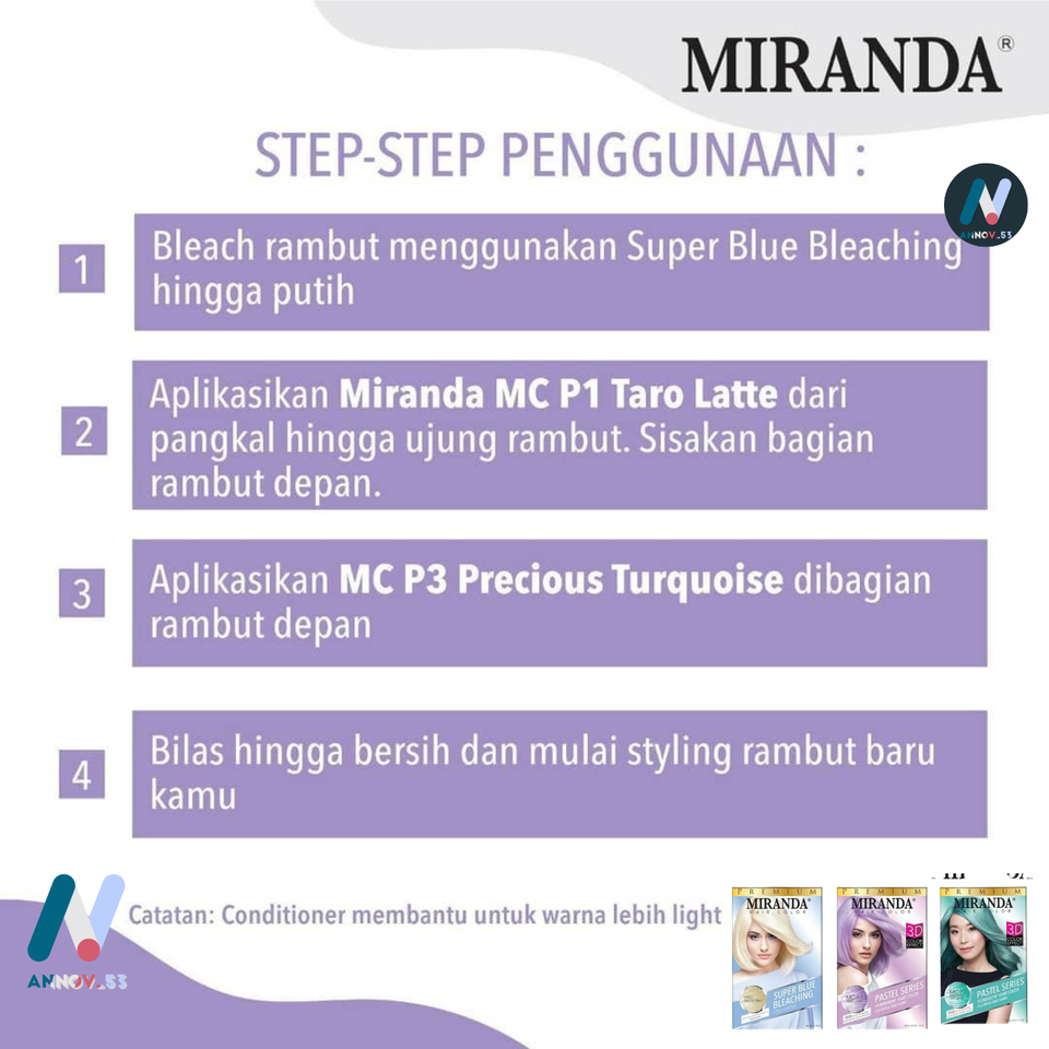 2X MIRANDA 3D Permanent Hair Dye Shine Color Pastel #MC-P3 Precious Turquoise | eBay