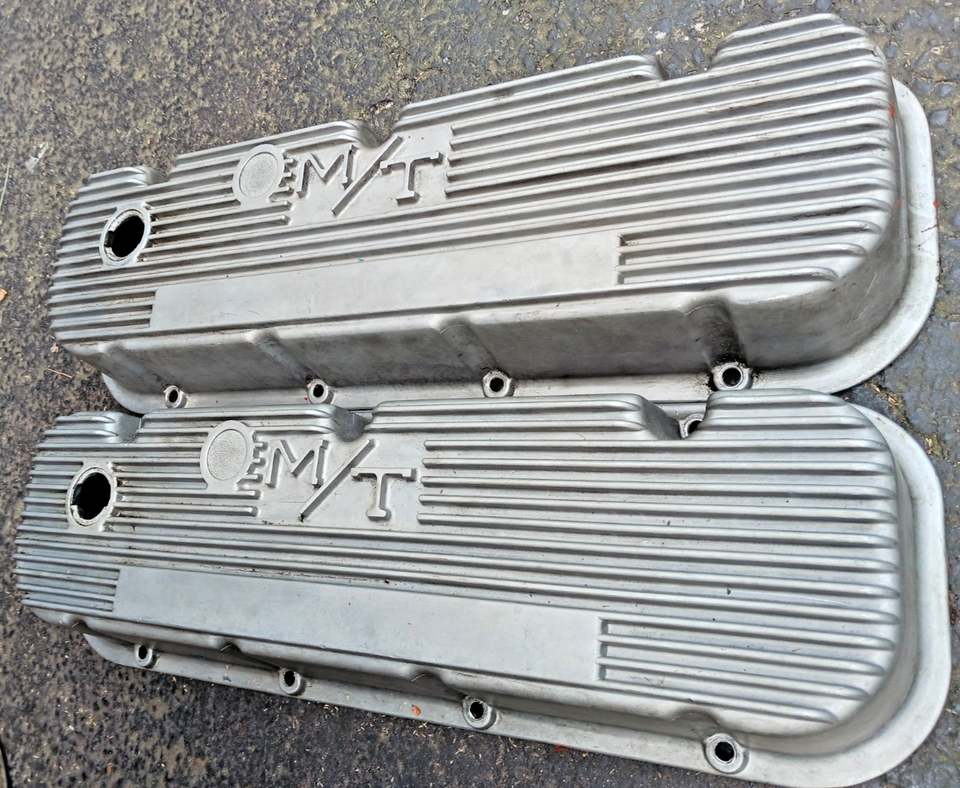 MICKEY THOMPSON M/T FINNED ALUMINUM BBC VALVE COVERS 396 402 427 454 ...