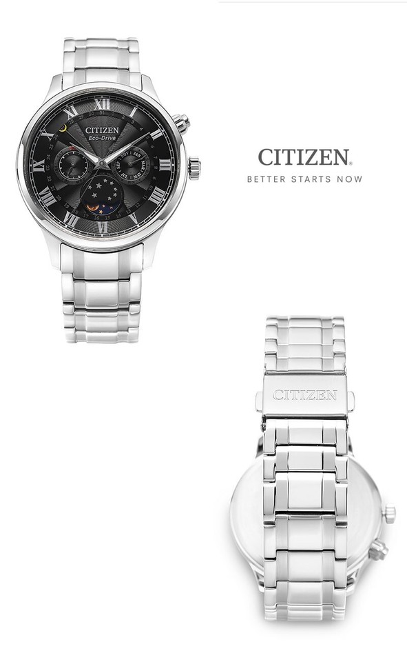 Citizen Eco Drive Moon Phase Mens Watch 42mm 50Meter Stainless Steel ...