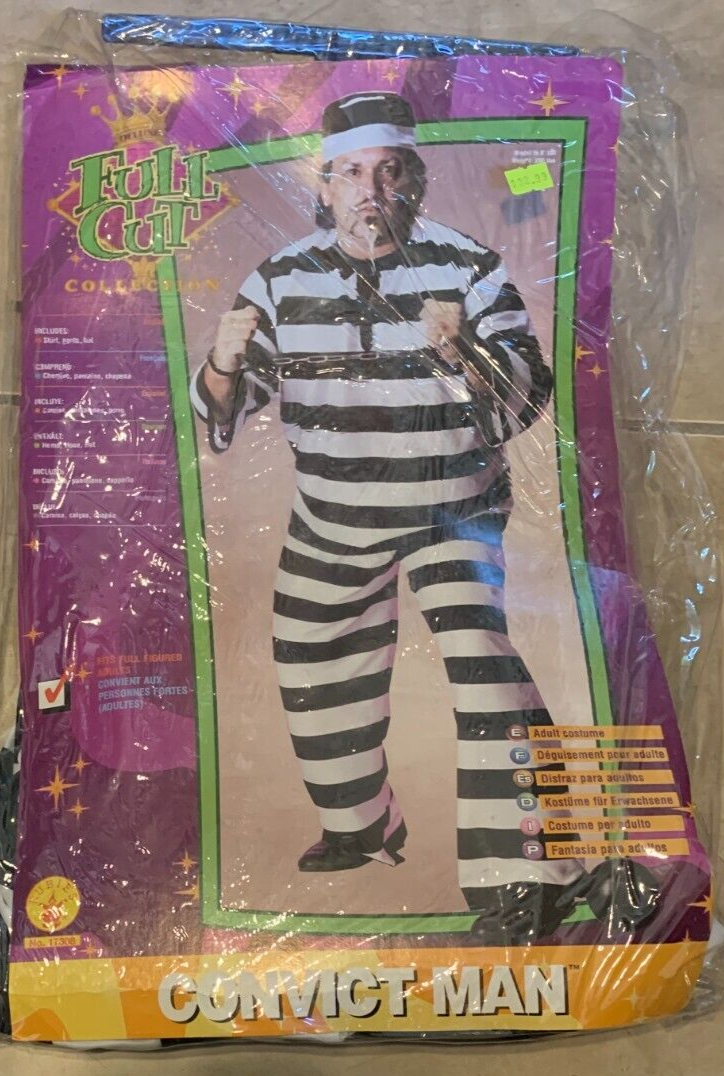 Convict Man Jail Prisoner Costume NEW Full Figured Adult Mens NEW ...