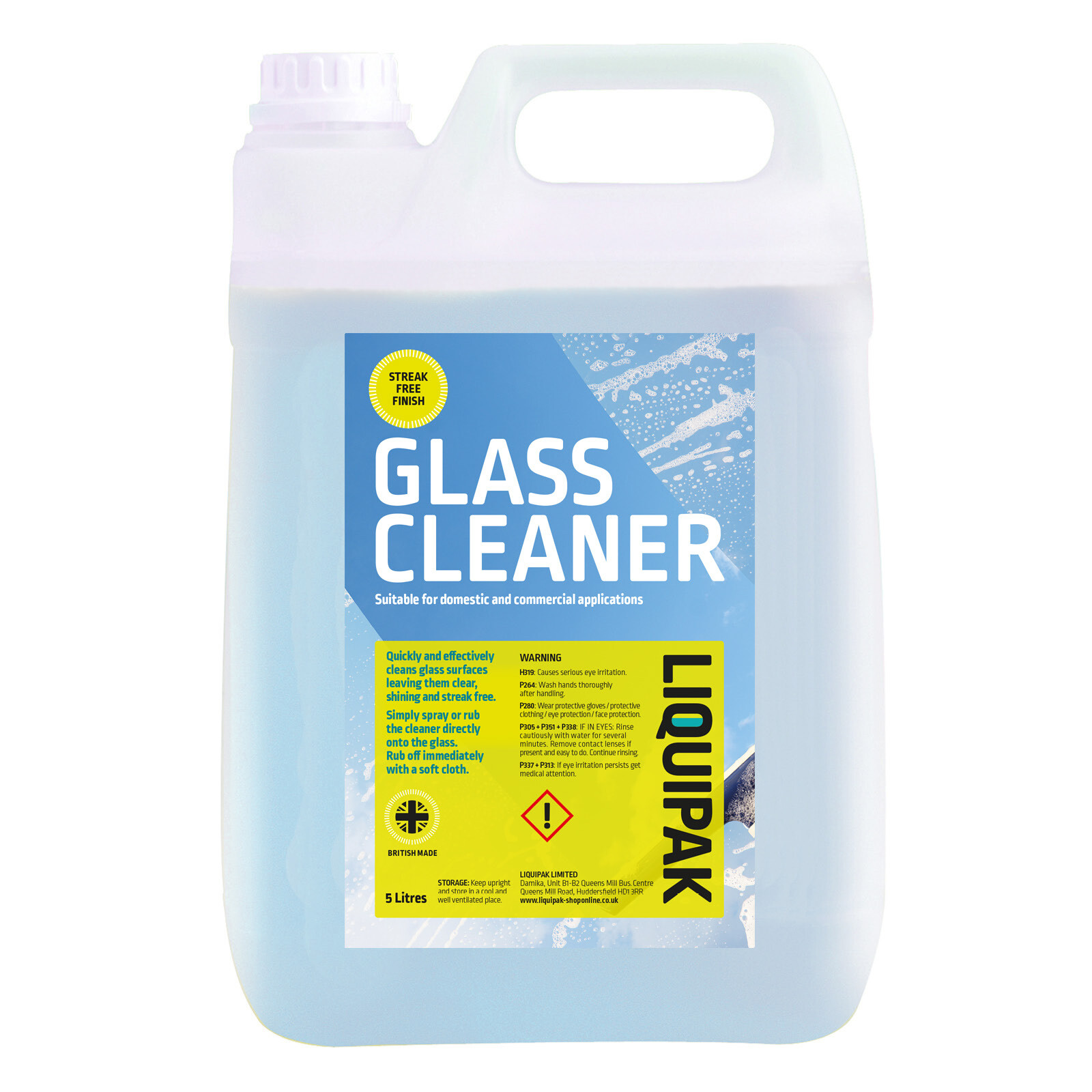 Liquipak GLASS CLEANER 5L - Window cleaner, Streak Free Liquid 5 Litres ...