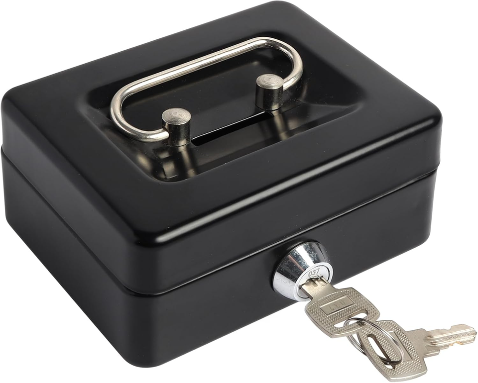Kasten Small Cash Box with Lock: Mini Lock Box with Coin Slot - Metal ...