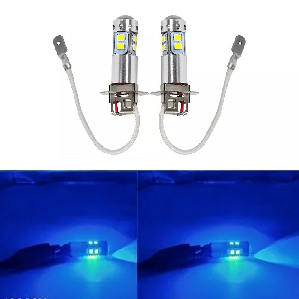 H3 LED Headlight Fog Light Bulbs Kit 8000LM 3000K Yellow/8000K Blue ...